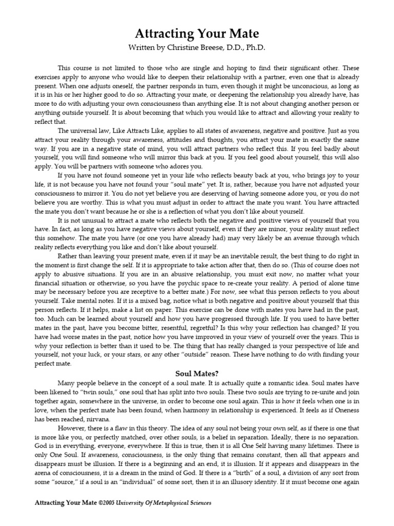 Attracting Your Mate | PDF | Soul | Mind
