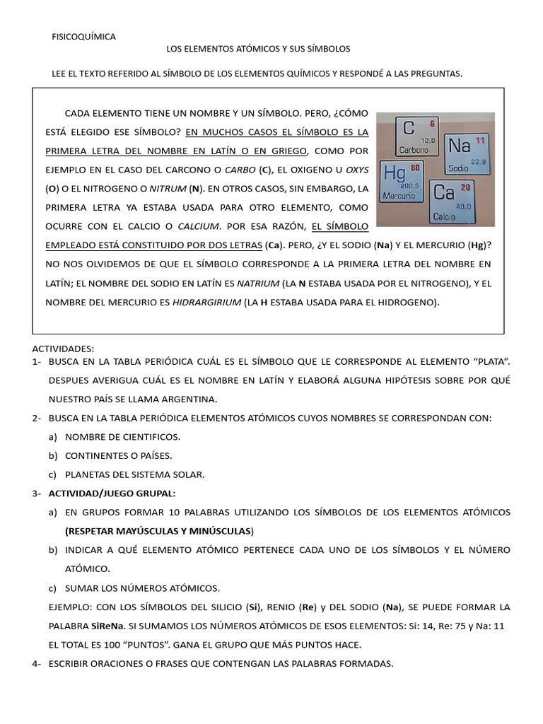 Símbolos de Elementos Químicos | PDF | Tabla periódica | Elementos químicos