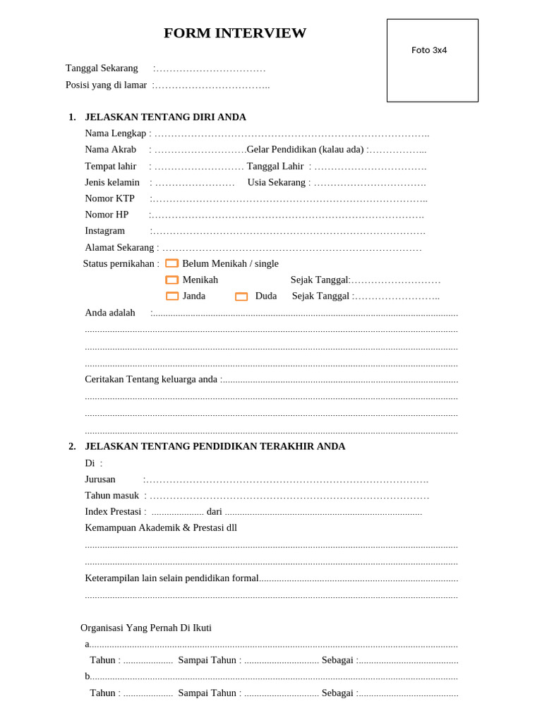 Form Interview Baru | PDF