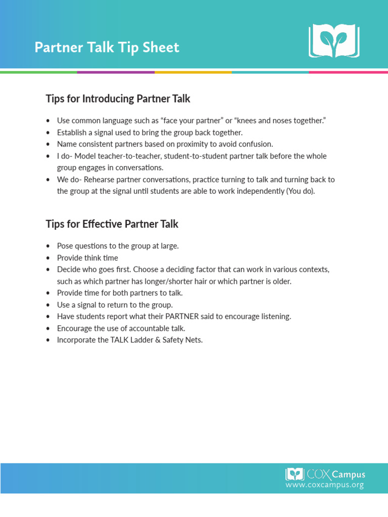 Partner Talk Strategies for Educators | PDF