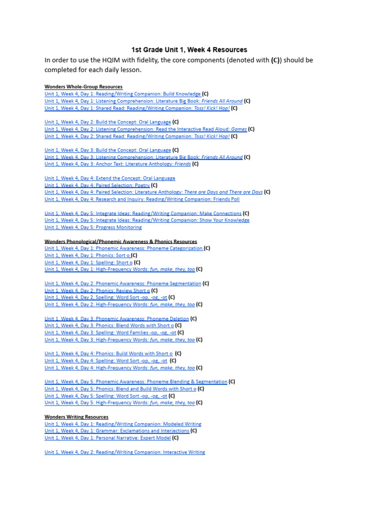 1st Grade Unit 1, Week 4 Resources | PDF | Phonics | Reading Comprehension