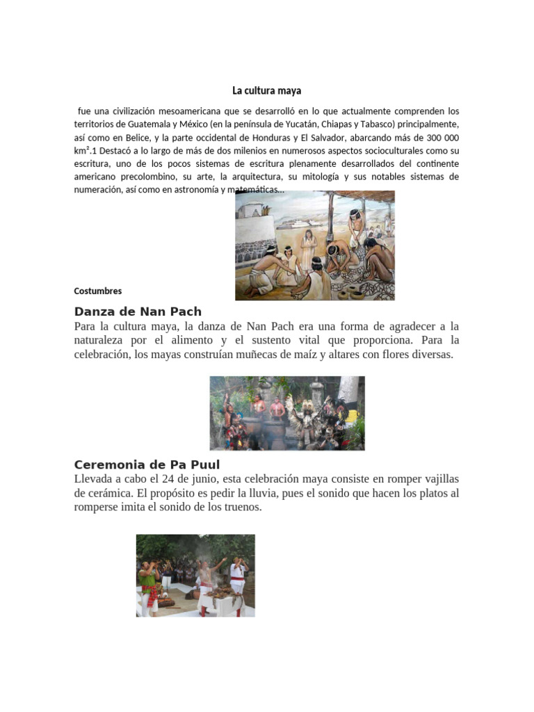 Cultura Maya: Tradiciones y Costumbres | PDF
