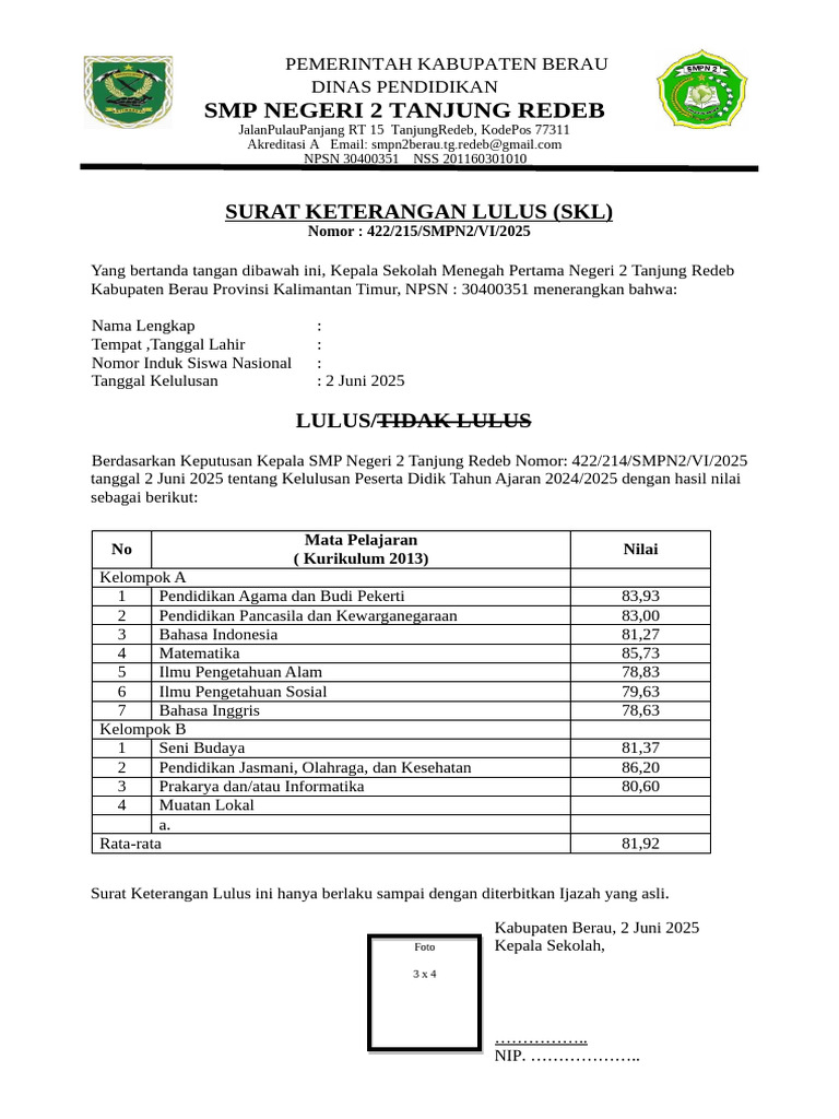 SKL KUR 2013 Tahun 2025 | PDF
