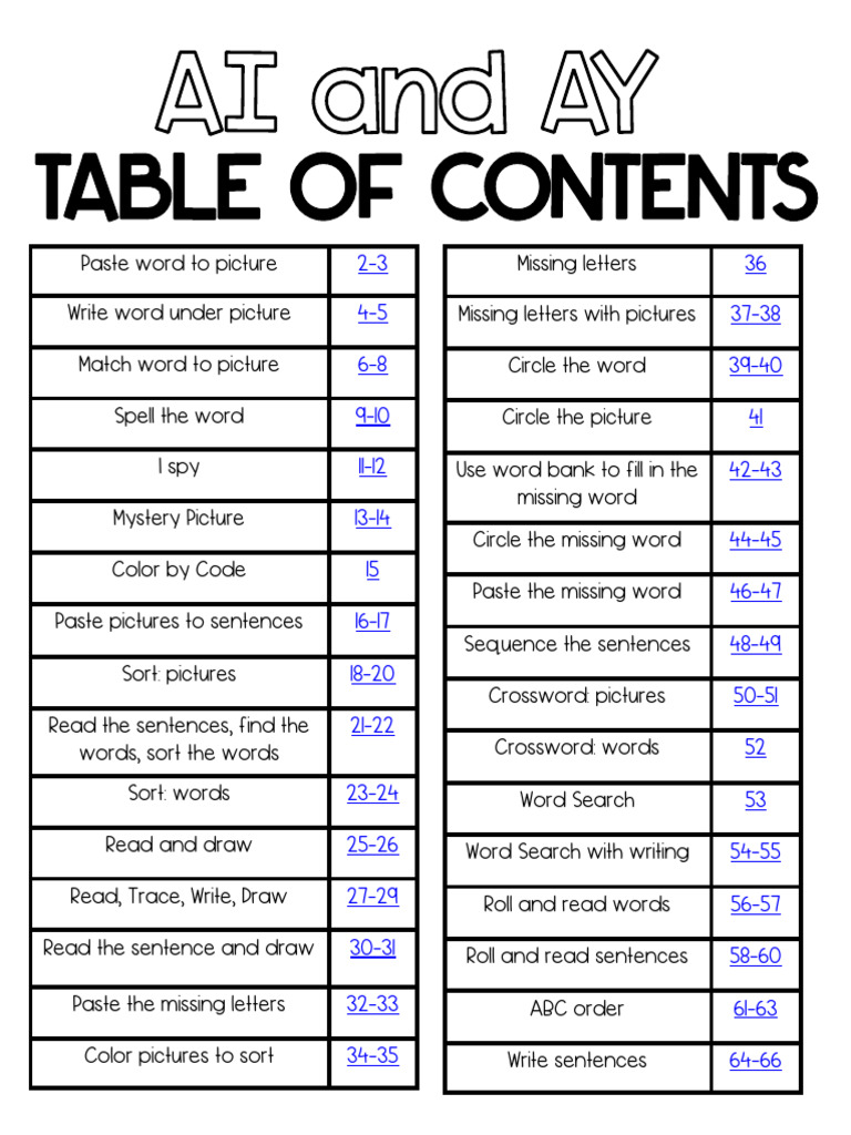 AI and AY Word Activities | PDF