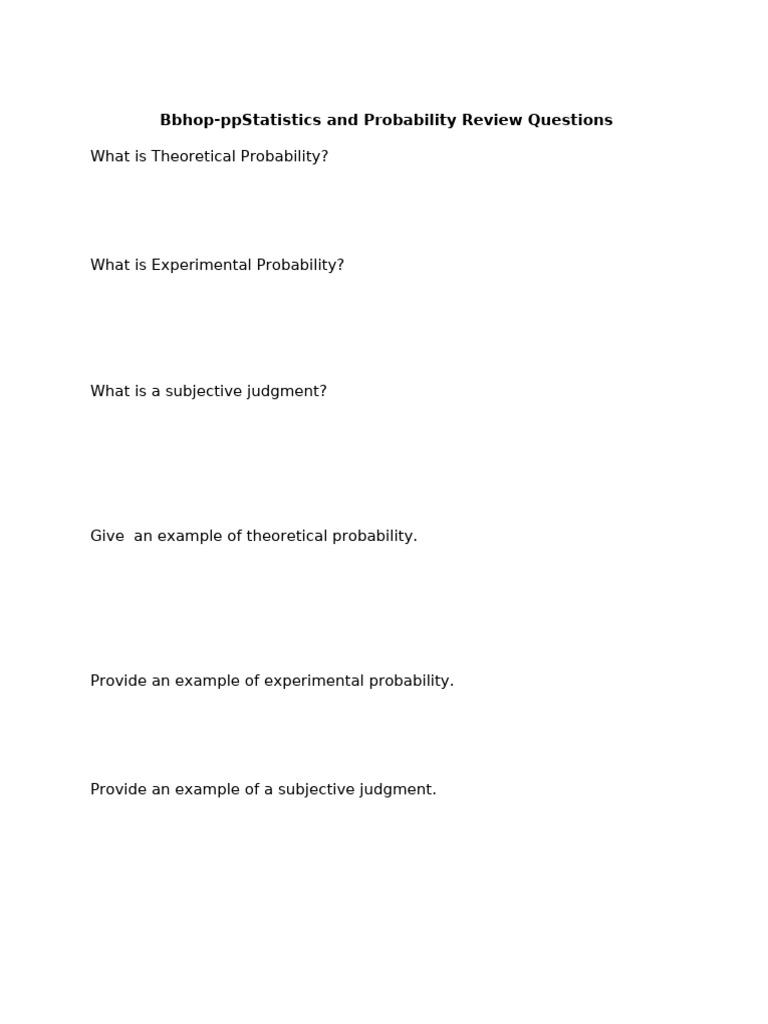 Stats and Prob Review Questions | PDF | Sampling (Statistics) | Survey ...