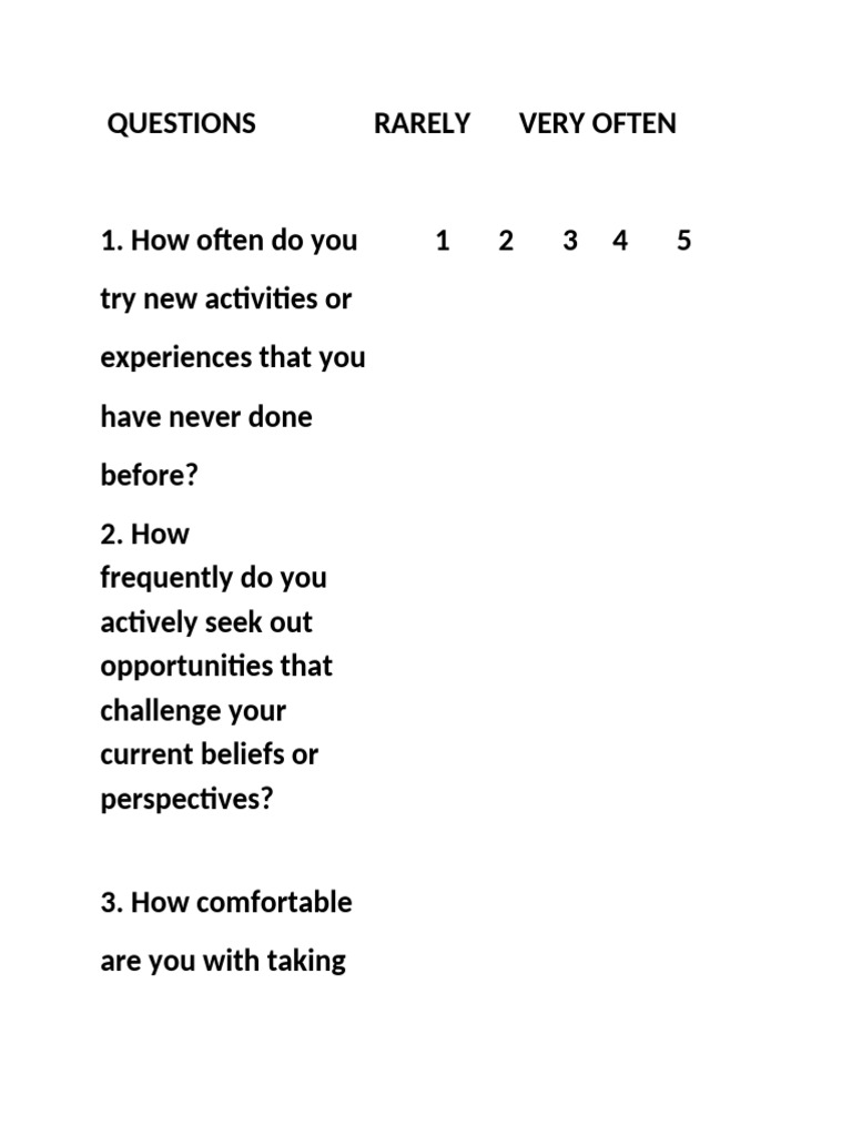 Self-Assessment of Openness to Experience | PDF