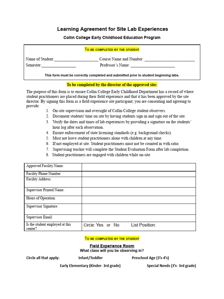 Learning Agreement Form | PDF