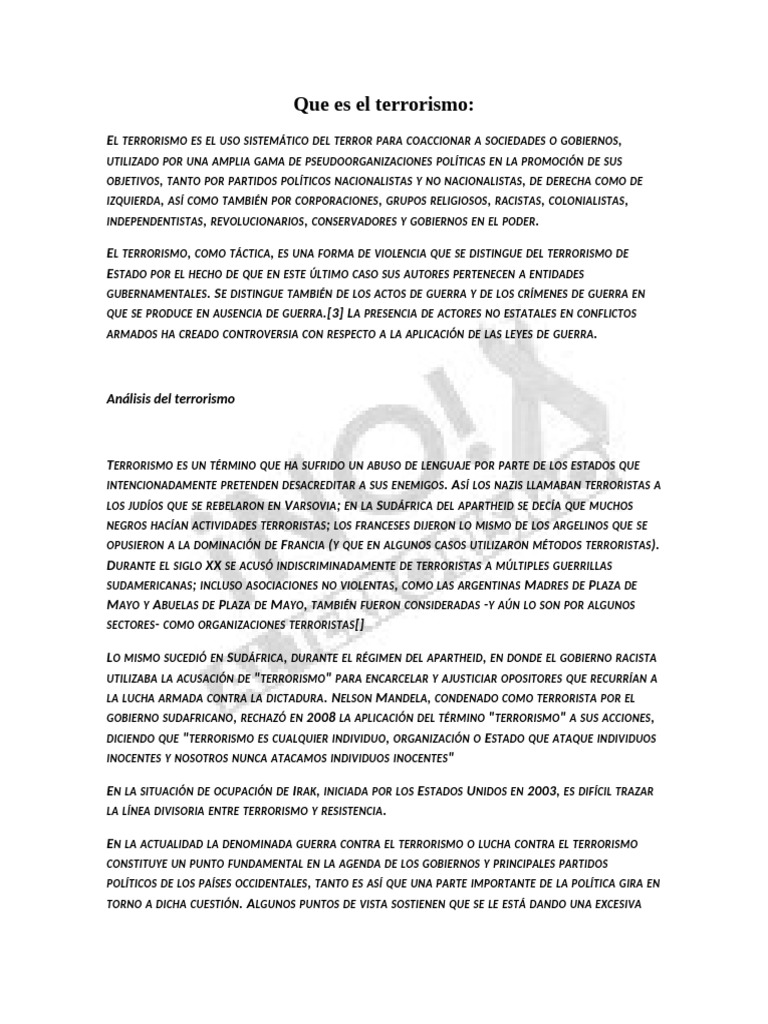 Que Es El Terrorismo | PDF