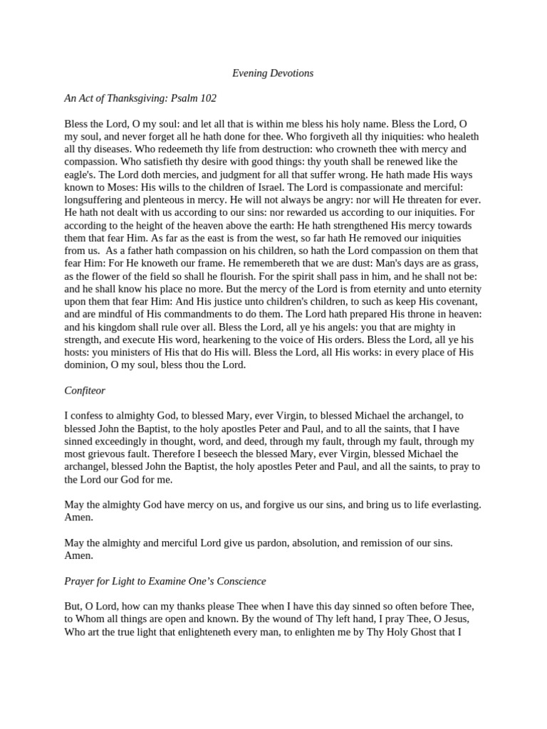 Evening Devotions | PDF | Religious Belief And Doctrine