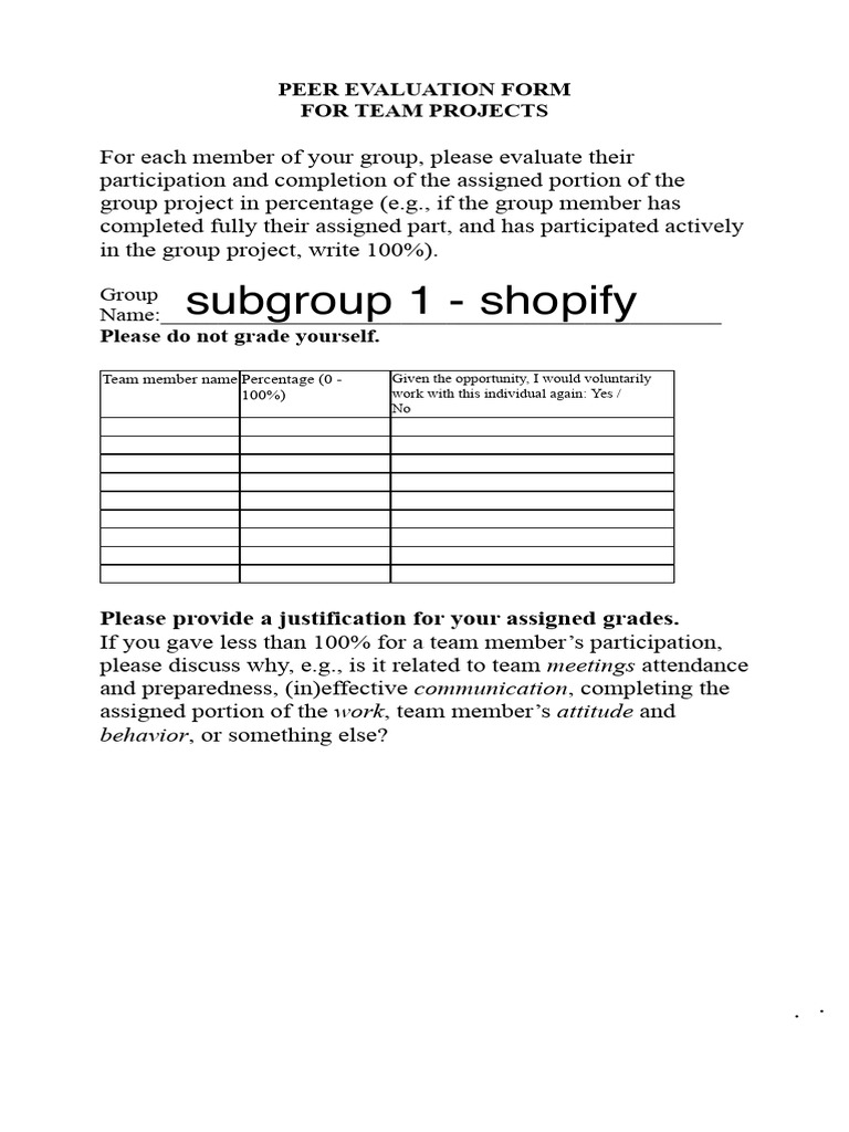 MARK416 Peer Evaluation | PDF