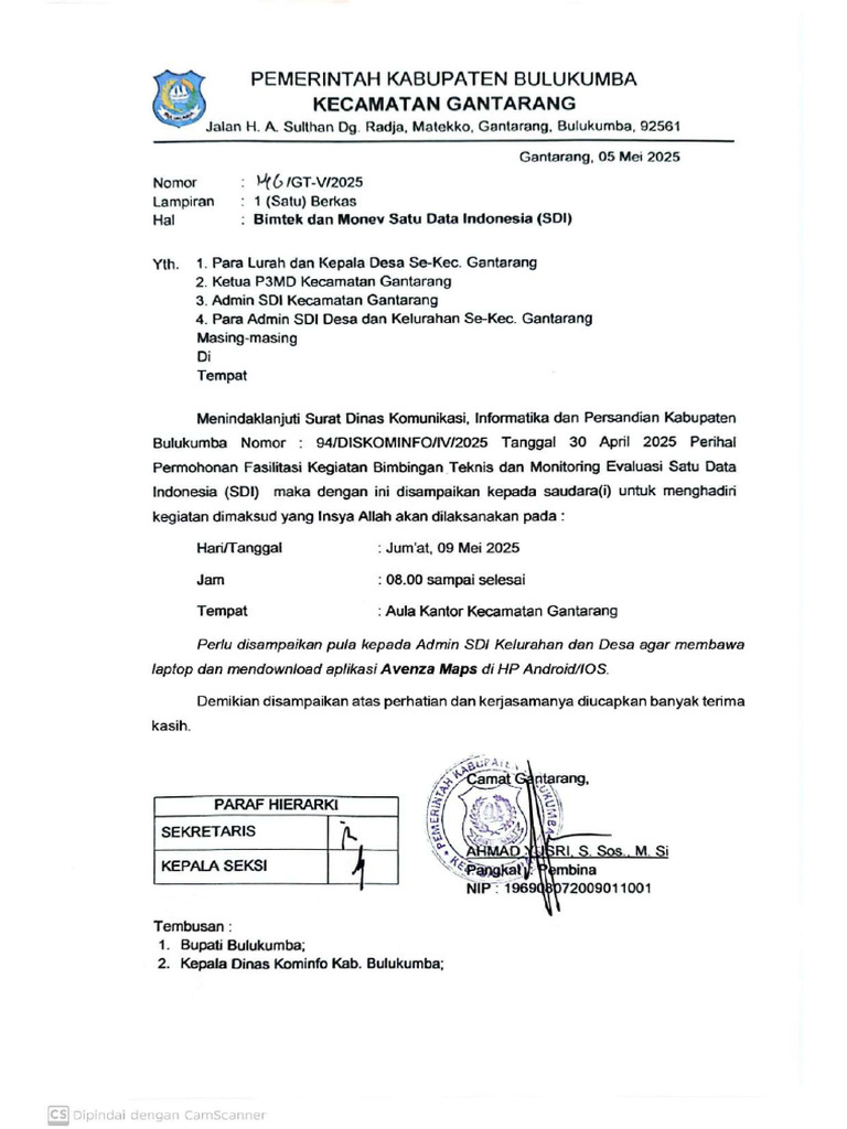 Surat Undangan Bimtek Dan Monev SDI | PDF
