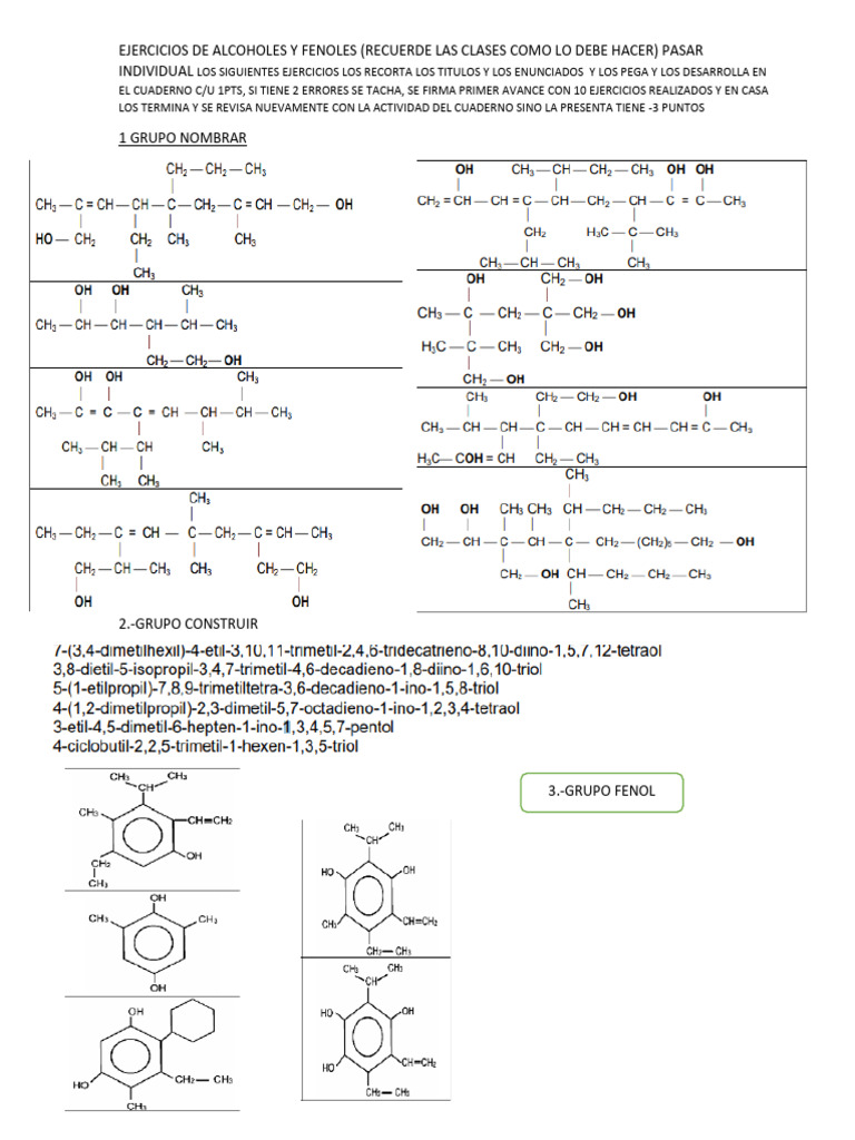 Ejercicios de Alcoholes y Fenoles | PDF
