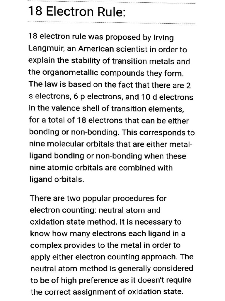 18 Electron Rule | PDF