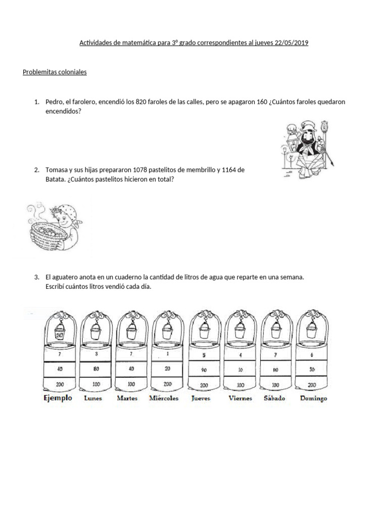 3er Grado. Actividades de Matemática Jueves 22 de Mayo | PDF