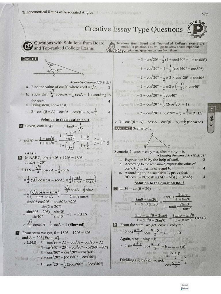 CH-7 (1st) Trigonometry CQ 22-23 | PDF