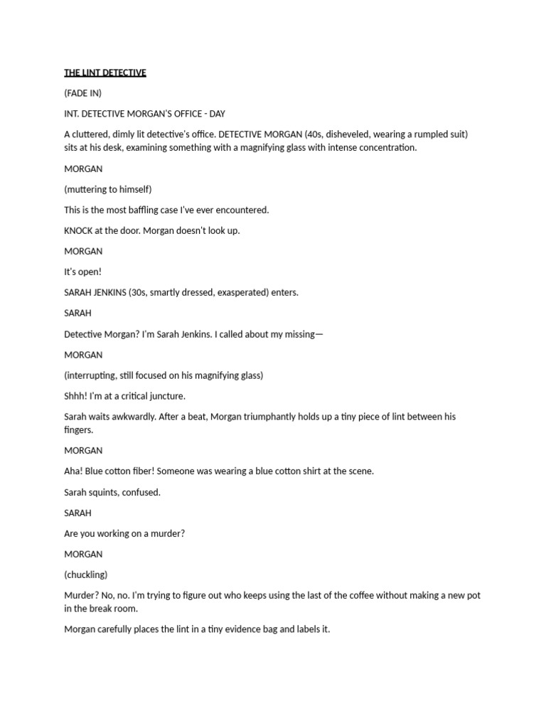 The Lint Detective Short Film | PDF