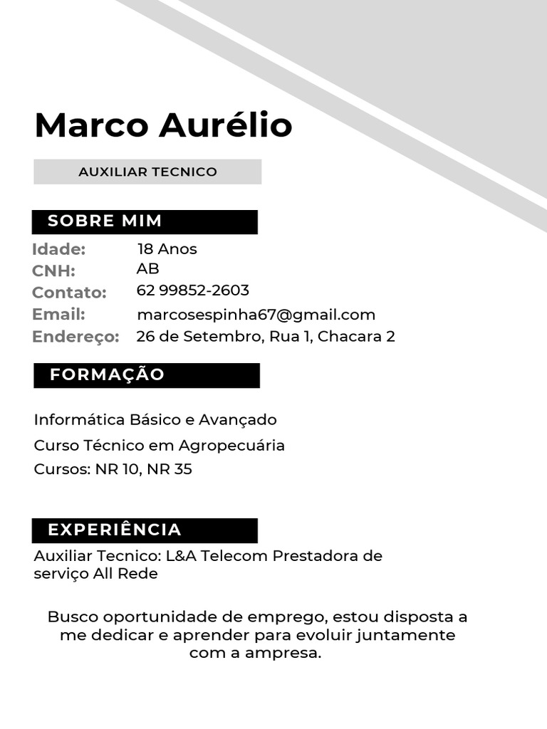 Currículo Marco Aurélio PDF | PDF