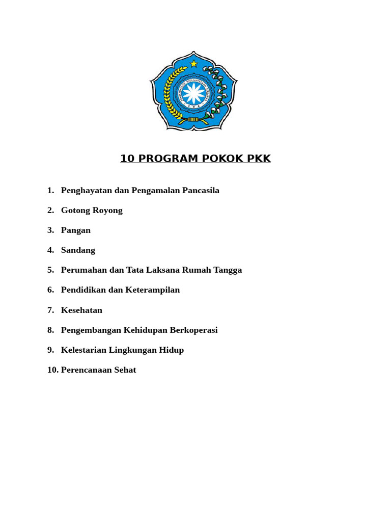 10 Program Pokok PKK | PDF