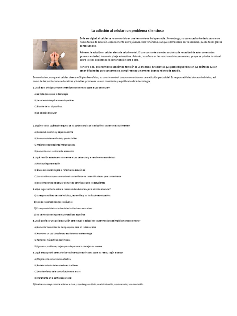 Octavo La Adicción Al Celular | PDF | Telefonía móvil | Salud mental