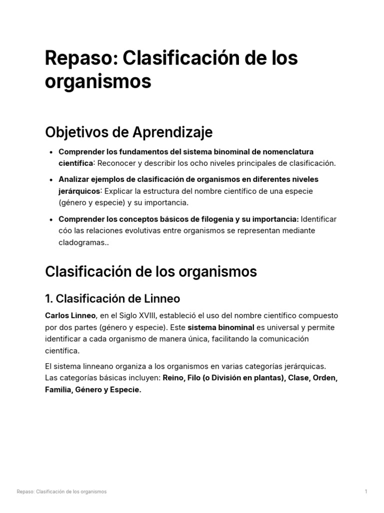 Repaso Clasificacion de Los Organismos 2 | PDF | Filogenética | Plantas