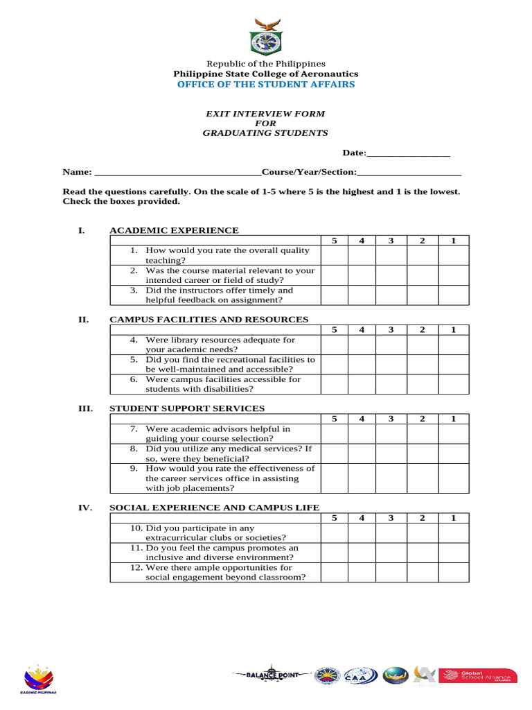 Exit Interview Form Graduting Students | PDF | Student Affairs | Learning