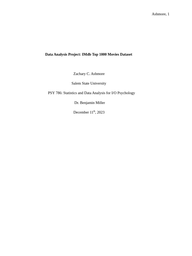 Data Analysis Project Zach Ashmore | PDF | Dependent And Independent Variables | Regression Analysis