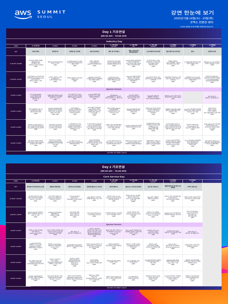 Aws Summit Seoul 2025 Agenda Overview v5 | PDF