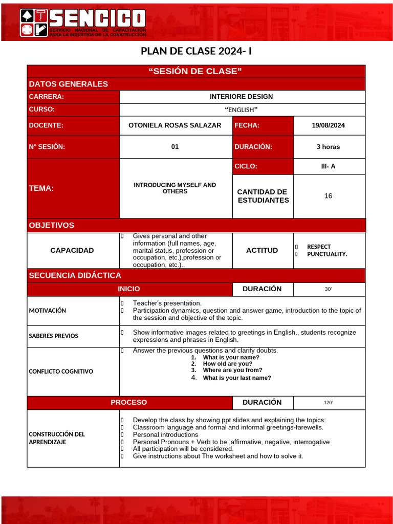 Plan de Clases - SESION 01 | PDF | English Language | Language Families