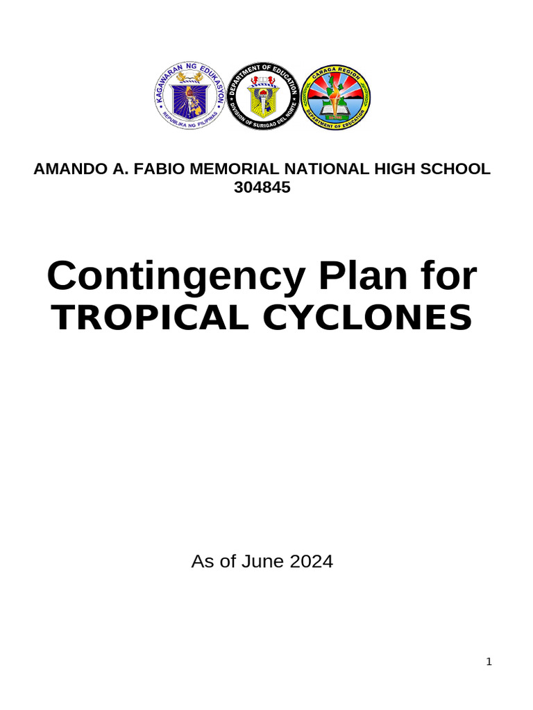 Contingency Plan for Tropical Cyclones | PDF | Tropical Cyclones | Storms