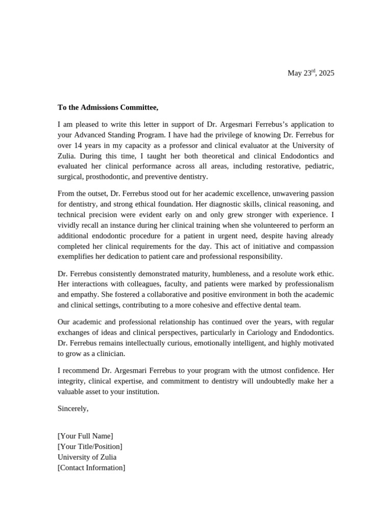 ADEA PASS Final Letter DR Argesmari Ferrebus | PDF