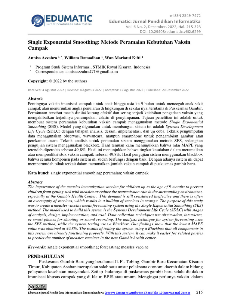Single Exponential Smoothing Metode Pera | PDF