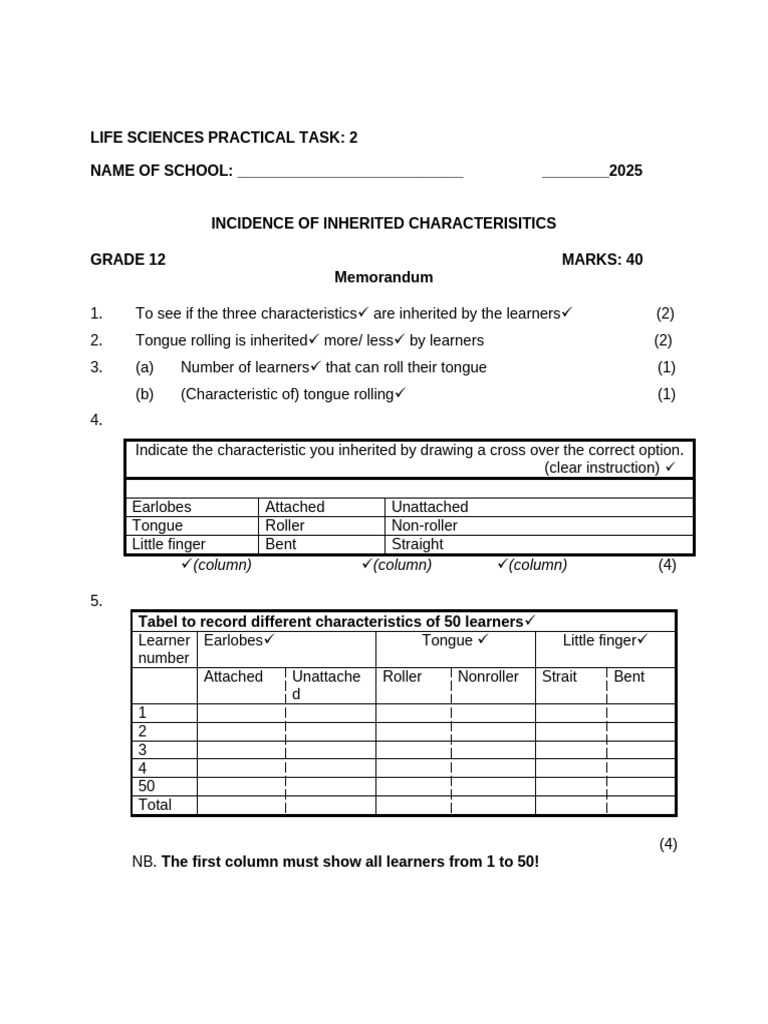 2025 GR 12 Genetics Practical Eng Memo | PDF | Genotype | Evolutionary Biology