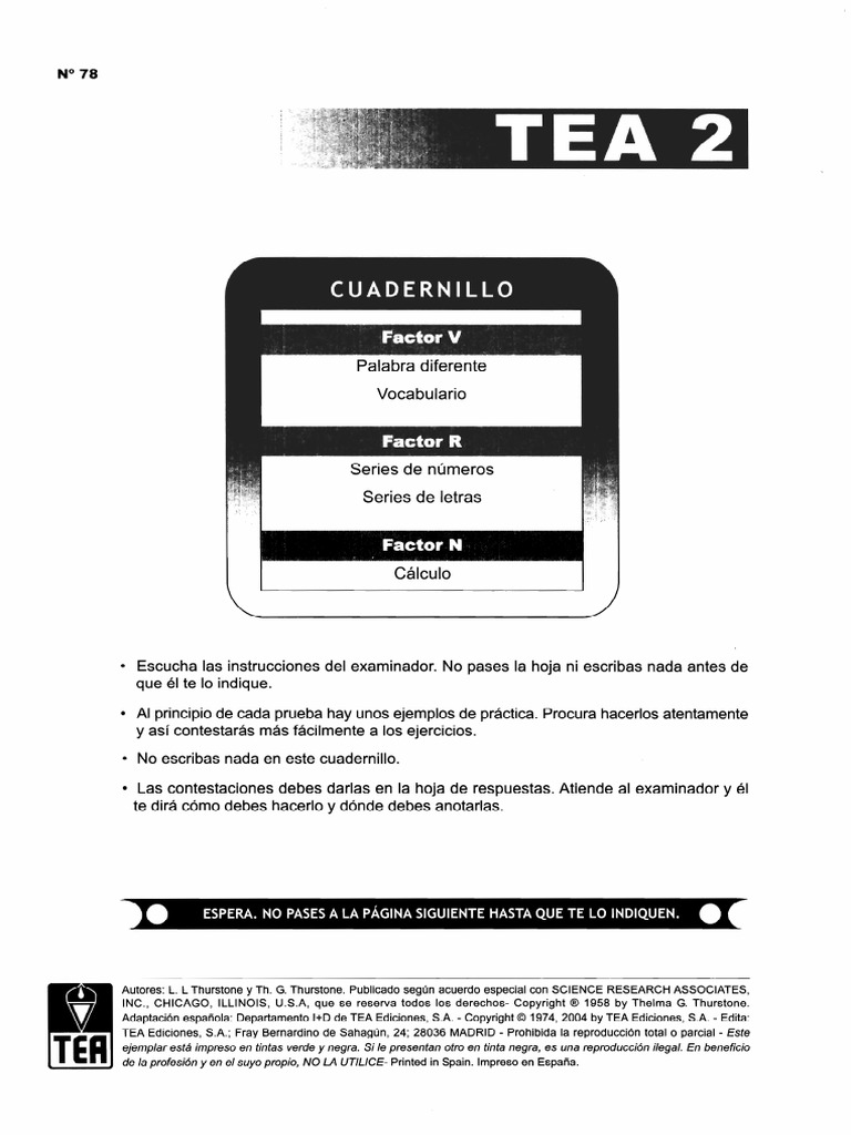 Cuadernillo Tea 2 | PDF