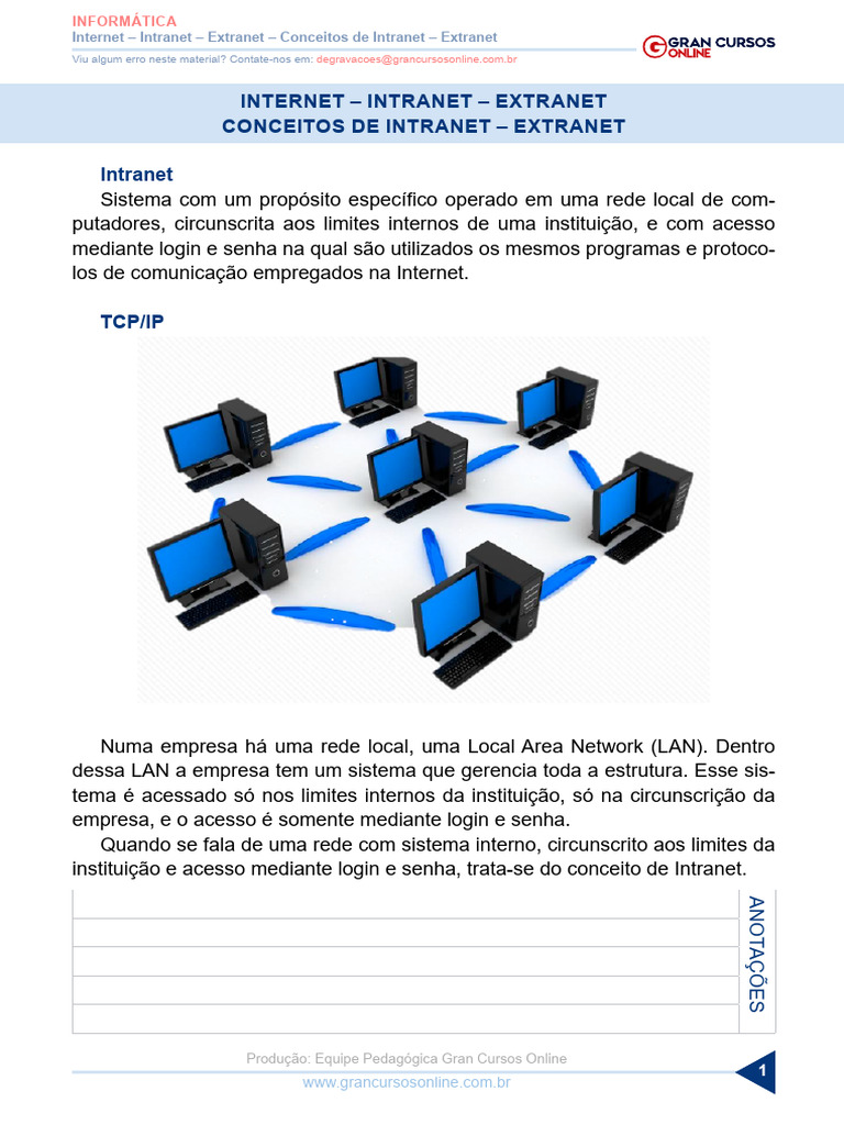 Aula 225 Internet Intranet Extranet Conceitos de Intranet Extranet | PDF | Rede de computadores ...