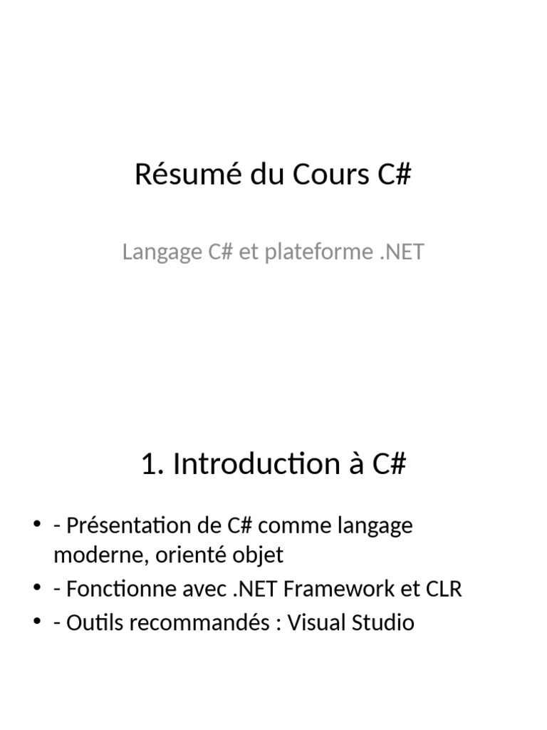 Resume Cours CSharp | PDF