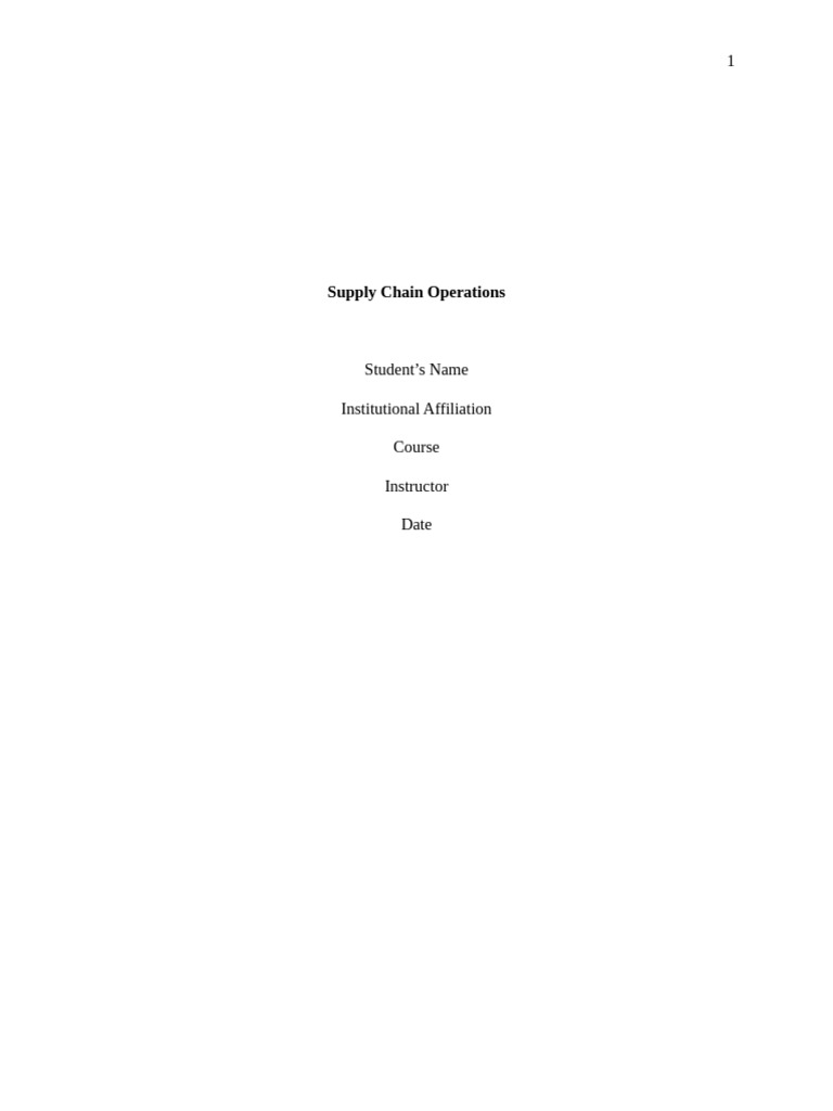 Case Assignment-Supply Chain Operations. Final | PDF | Supply Chain | Lean Manufacturing