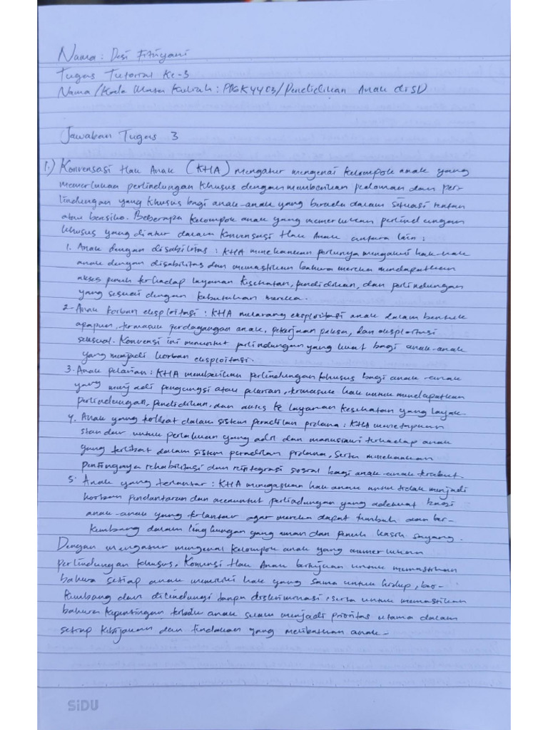 Tugas 3 Pendidikan Anak Di SD Desi | PDF