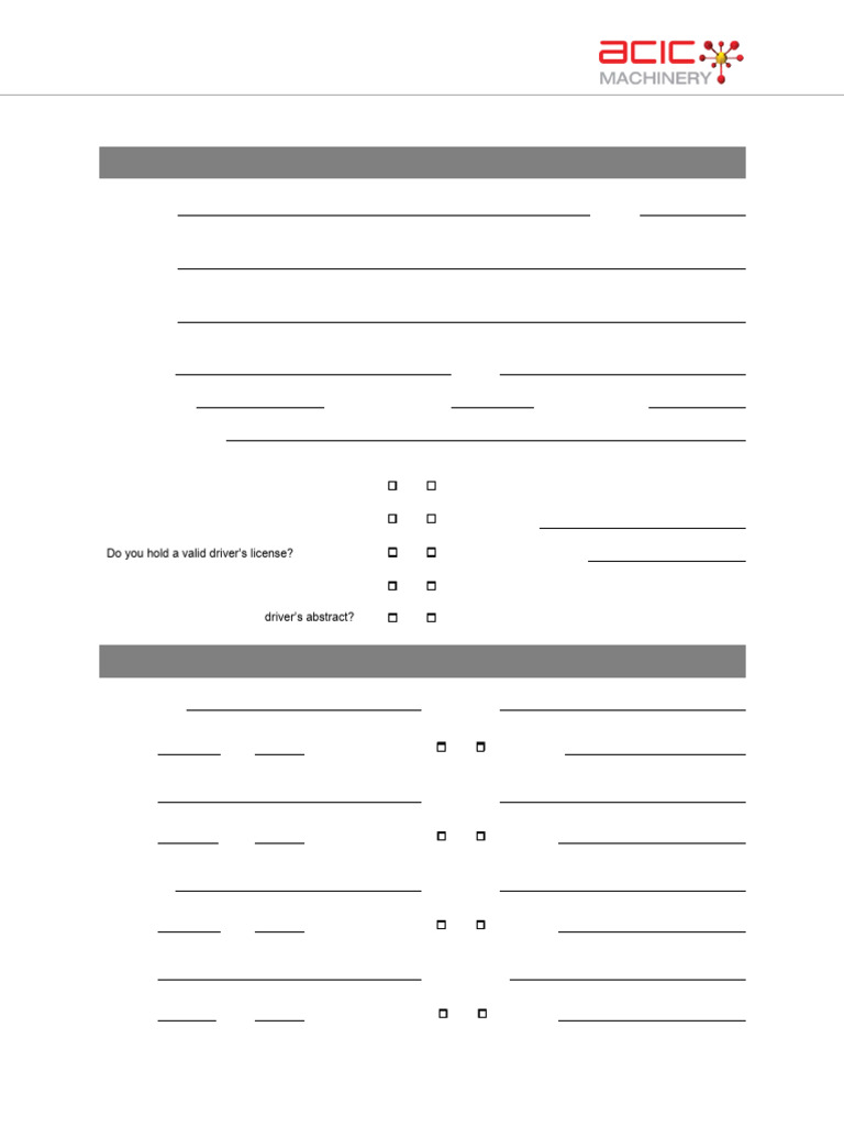 ACIC Machinery Employee Application Form Jan2019 | PDF | Résumé