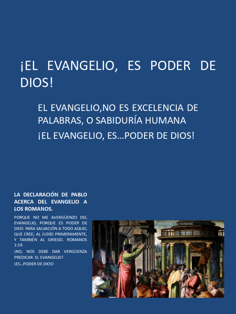 El Evangelio, Es Poder de Dios | PDF | Pablo el apóstol | Primera epístola a los corintios