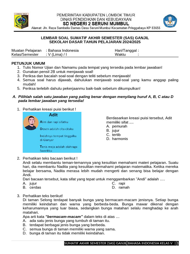 Naskah Sas Bind Kelas 5 Ganjil | PDF