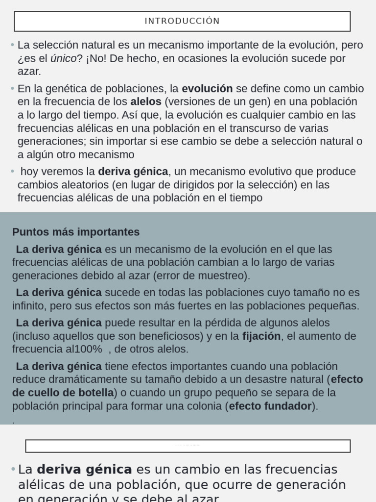 Deriva Genica | PDF | Evolución | Genética