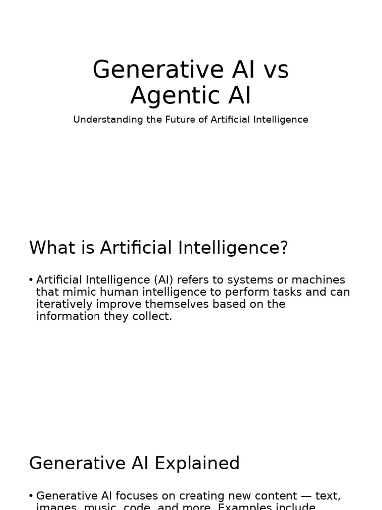 Generative vs Agentic AI Explained | PDF
