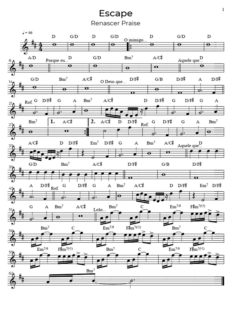 Escape - Renascer Praise - Cifra Completa Base | PDF