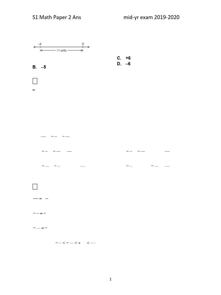 S1 Math Midyr Exam P2 Solutions | PDF