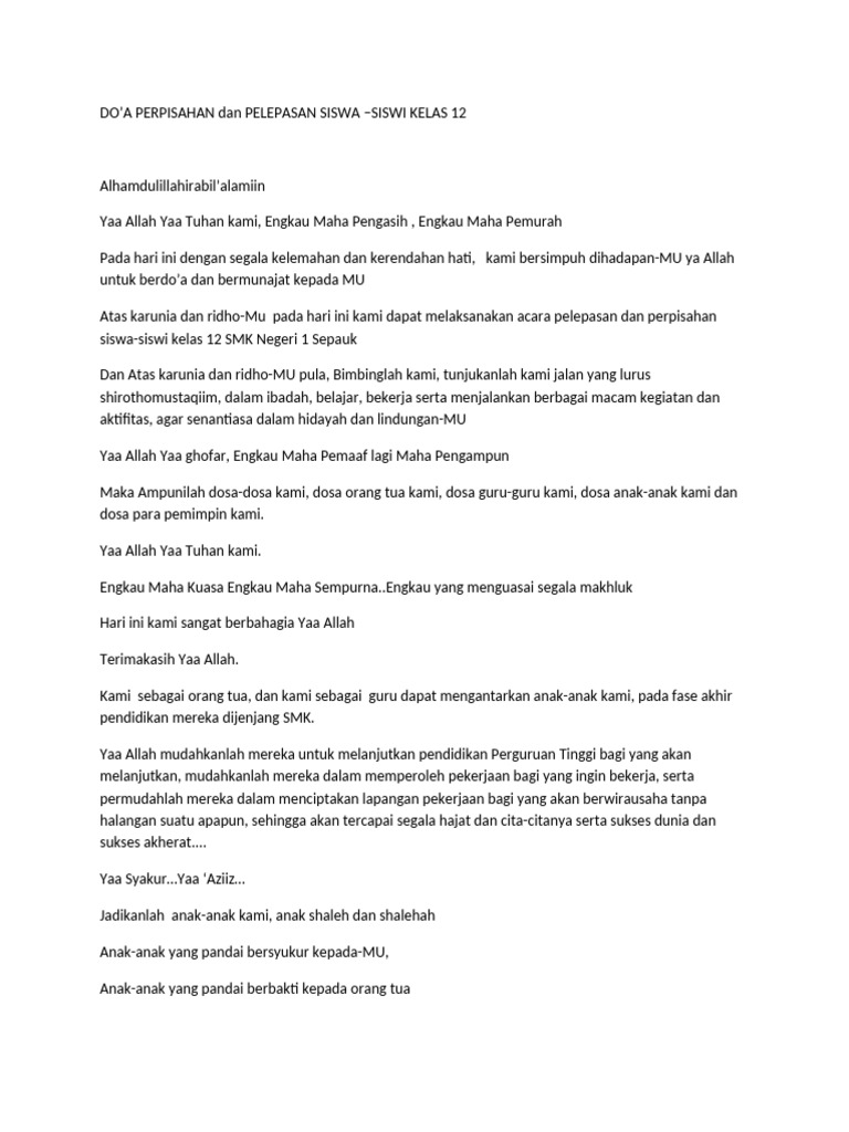 Doa Perpisahan | PDF