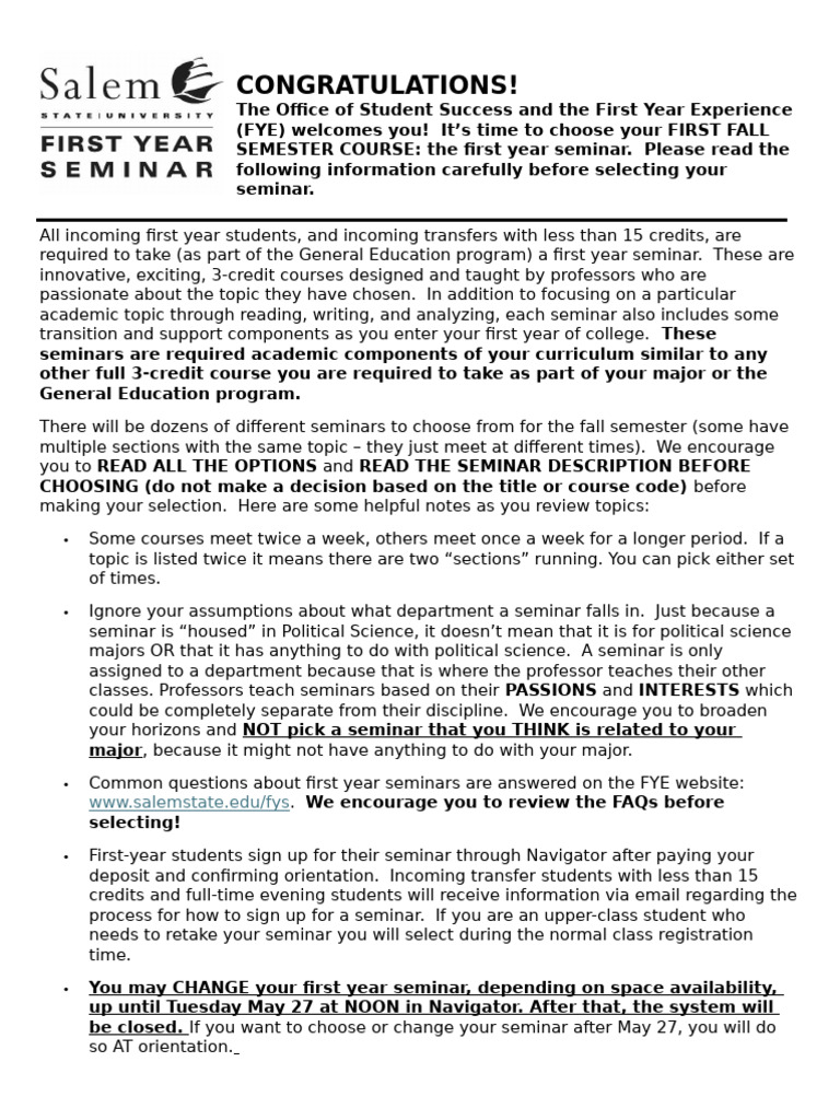 Fall 2025 First Year Seminars | PDF | Honey Bee | Time