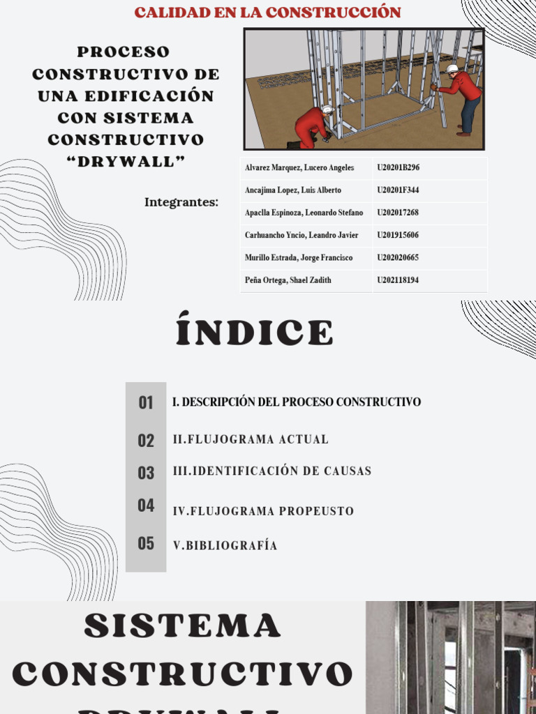 PPT_CALIDAD_GRUPO 03_Proceso Constructivo de Una Edificación Con Sistema Constructivo Drywall | PDF