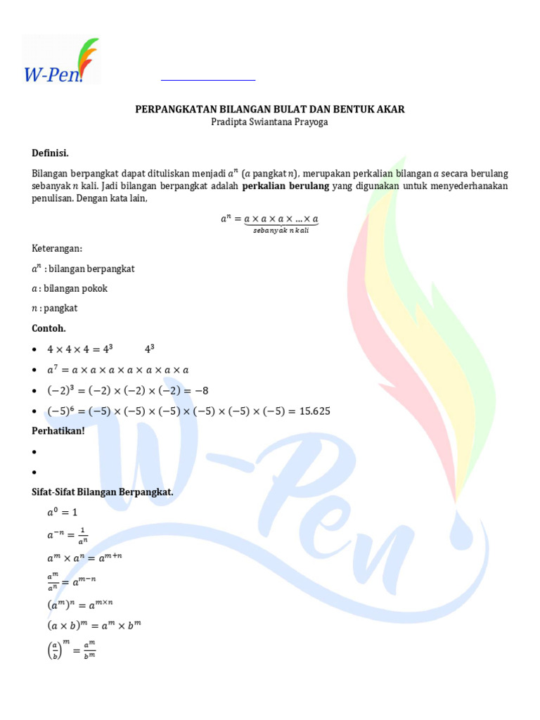 Sesi 5 - 6_Perpangkatan, Penarikan Akar Dan Perbandingan Senilai | PDF