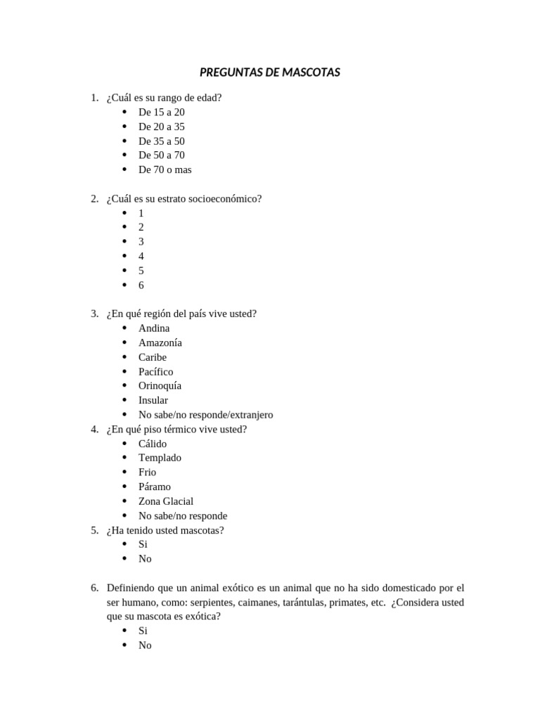 Encuesta Completa | PDF | Mascota | Zoología