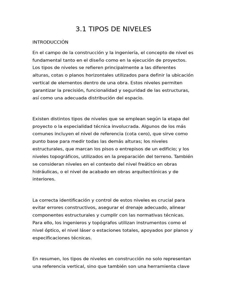 Tipos de Niveles en Construcción | PDF | Topografía | Medición